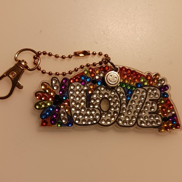 Diamond Decor | Office | Groovy Keychain Love Metallic Smiley Face ...